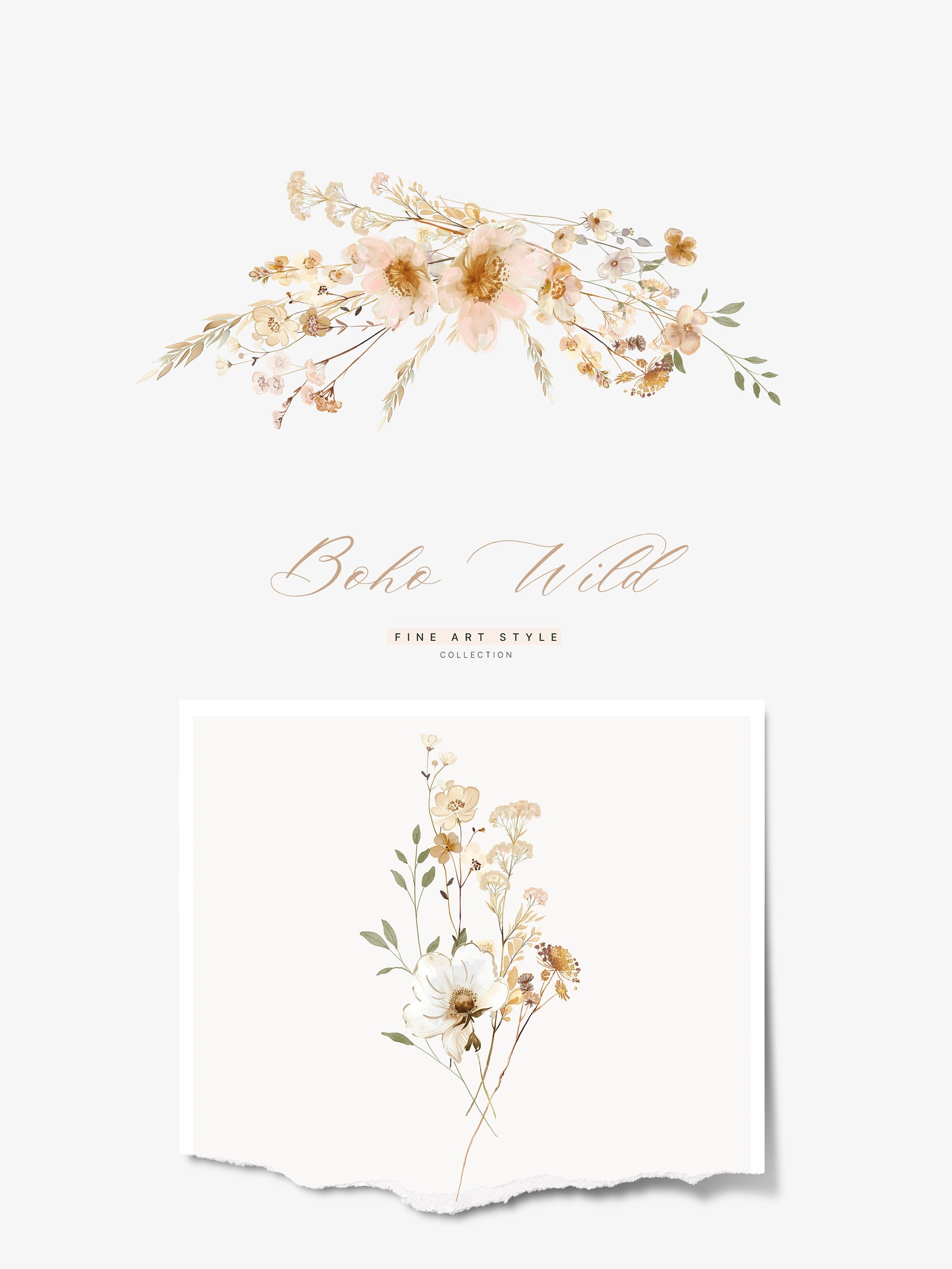 Boho Watercolor Floral Clipart Bohemian Floral Clipart Floral Clipart ...