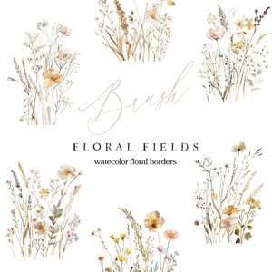 Watercolor Summer Field Flowers - Watercolor Floral Fields - Premade ...