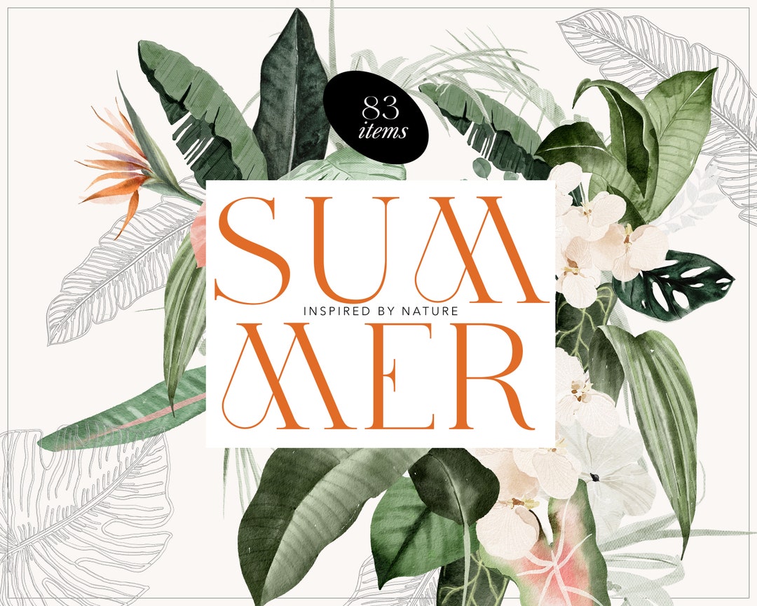 Watercolor Summer Clipart - Tropical Clipart - Tropical Summer ...