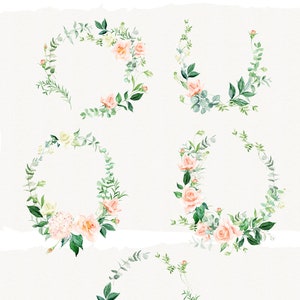 Watercolor Peach Floral Clipart - Watercolor Floral Wreaths - Blush ...