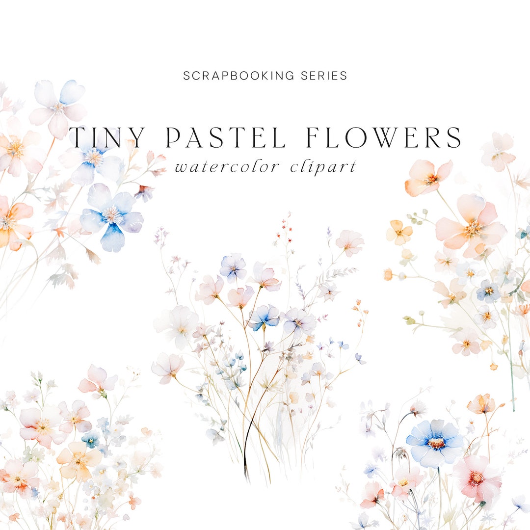 Tiny Pastel Floral Clipart - Watercolor Clipart - Watercolor Floral ...