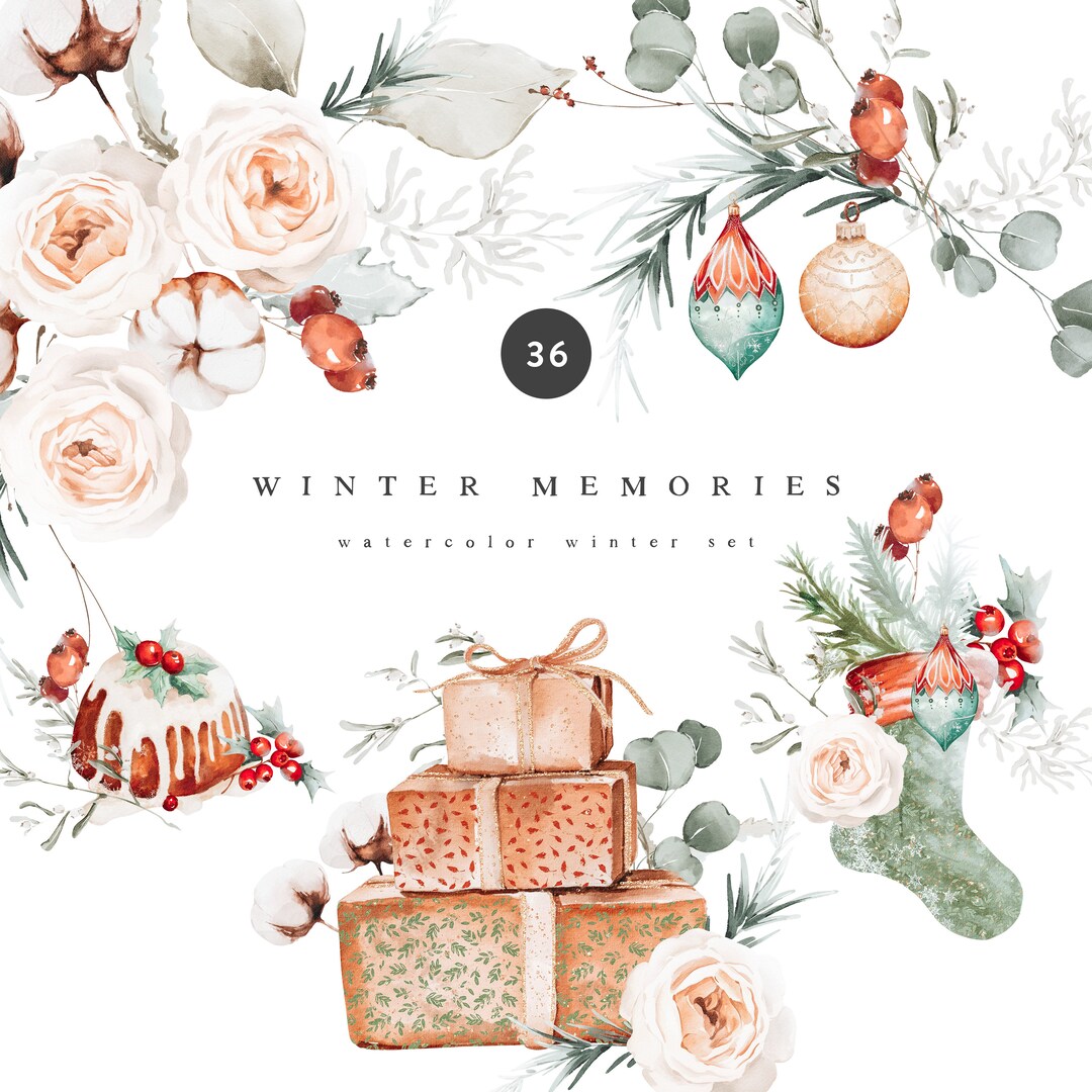 Christmas Watercolor Clipart - Christmas Clipart - Watercolor Clipart ...