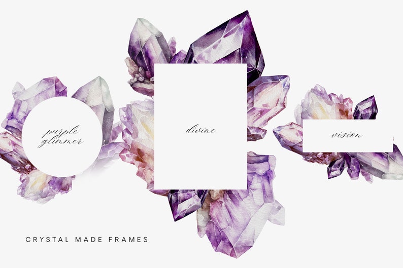 Watercolor Crystal Frames - Watercolor Clipart - Crystal Clipart ...