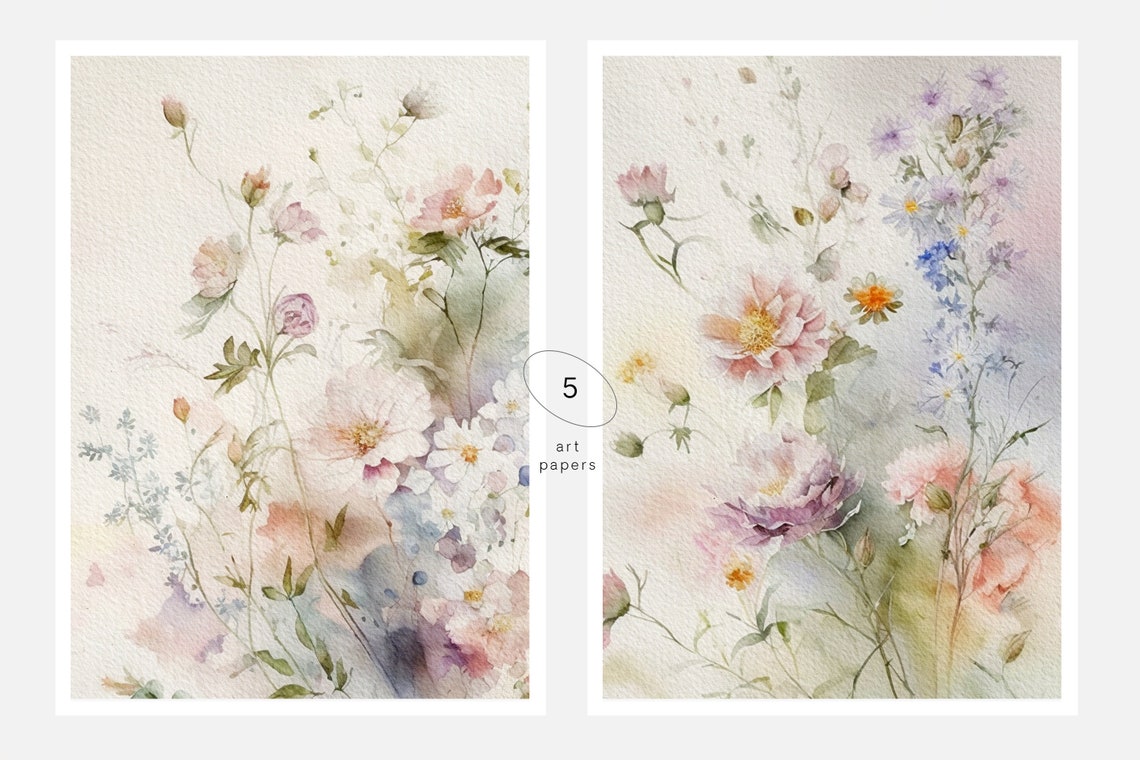 Flower Backgrounds Floral Backgrounds Floral Clipart - Etsy