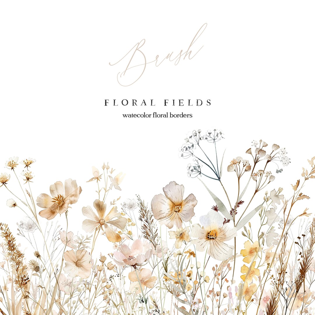 Watercolor Summer Field Flowers - Watercolor Floral Fields - Premade ...