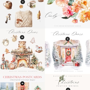 Watercolor Clipart Bundle - Winter Clipart Bundle - Watercolor Bundle ...