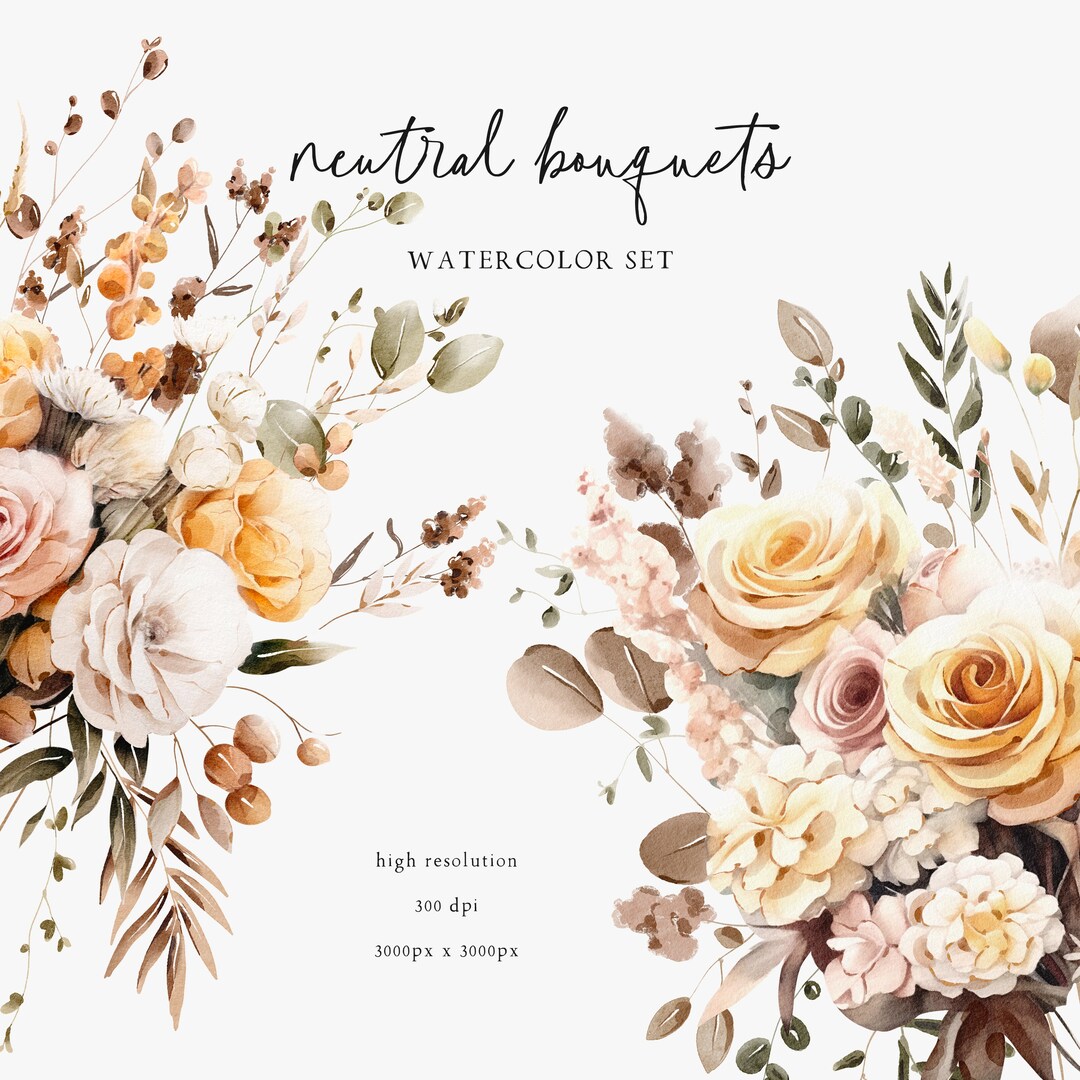 Floral Watercolor Bouquets - Watercolor Clipart - Wedding Clipart ...