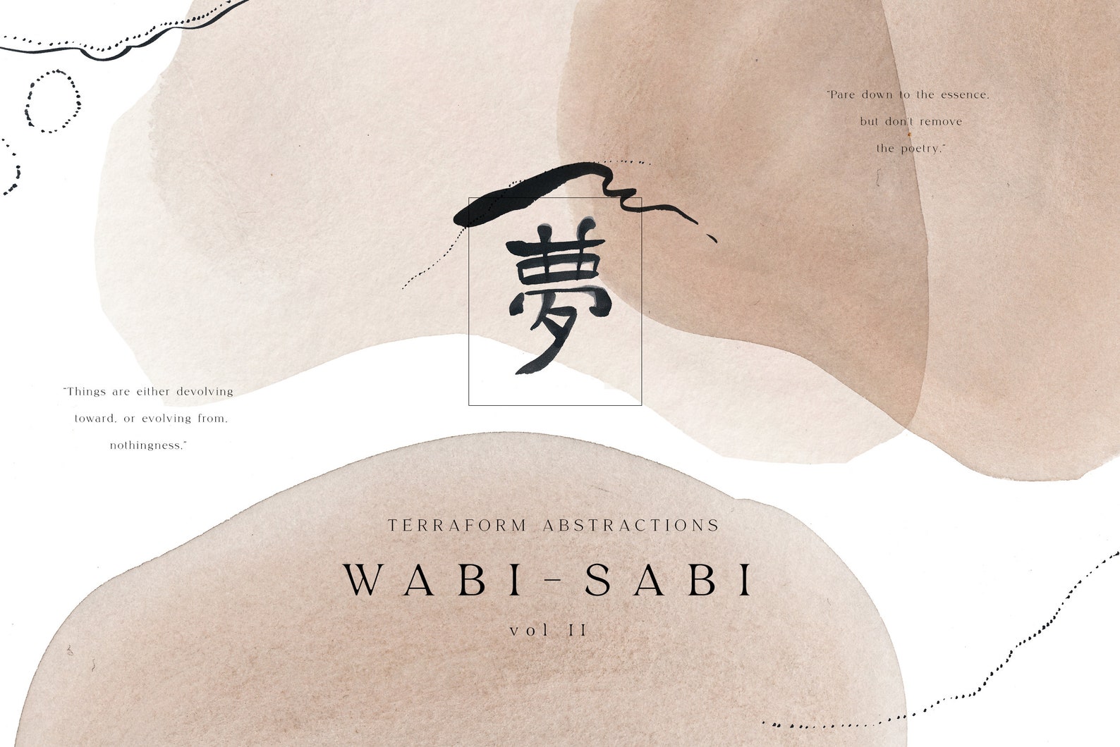 Wabi Sabi Watercolor Kanji Abstract Shapes Watercolor | Etsy