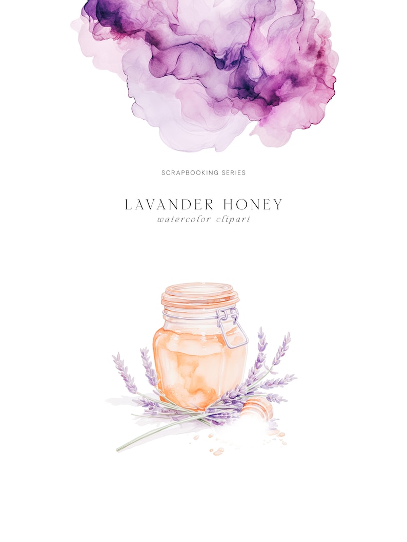 Lavender Watercolor Clipart - Honey Bees Clipart - Lavender Clipart ...
