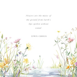 Watercolor Lake and Wild Flowers Borders - Wild Floral Borders ...