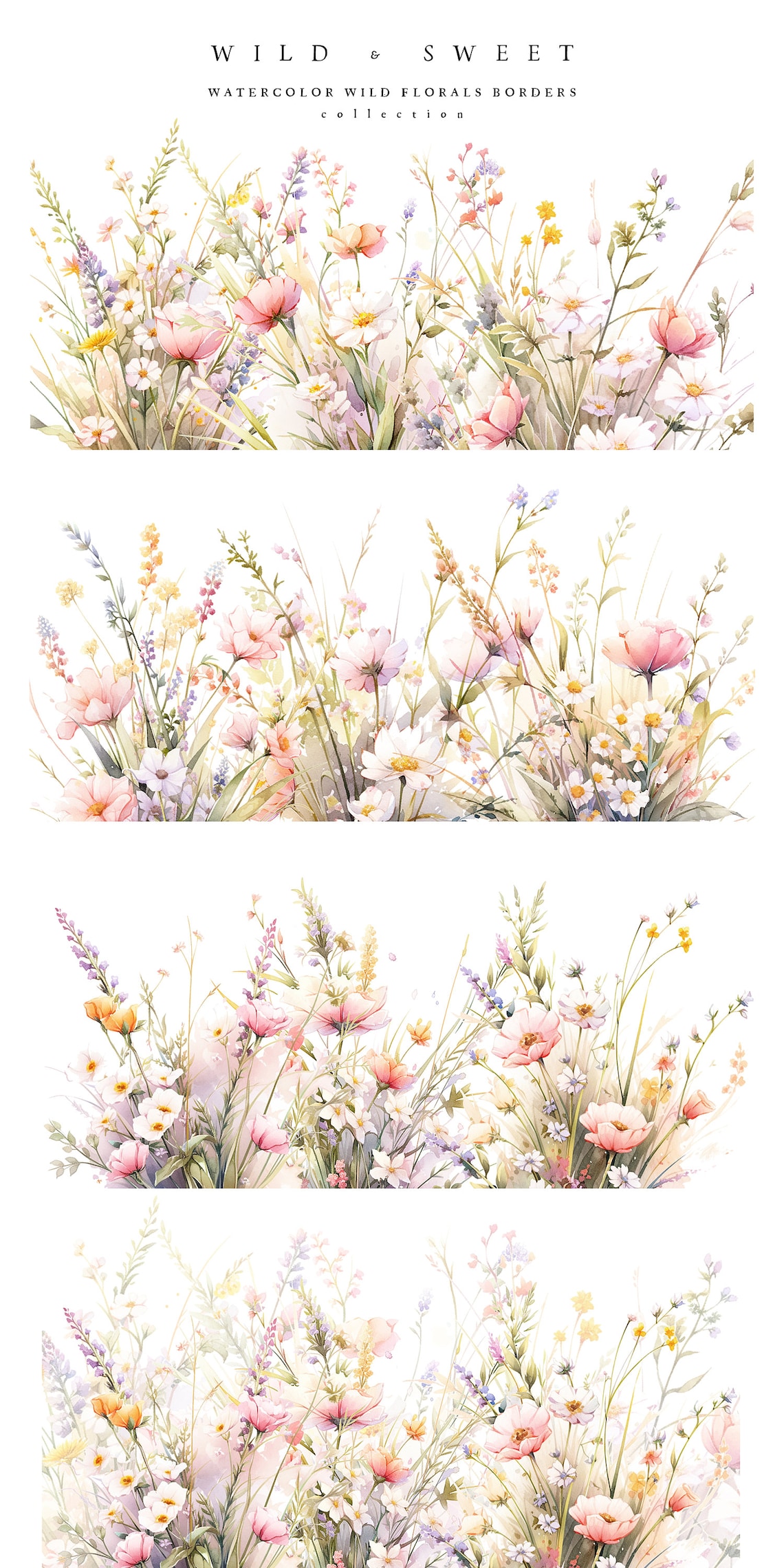 Wild Flowers - Wild Floral Clipart - Floral Clipart - Floral Borders ...
