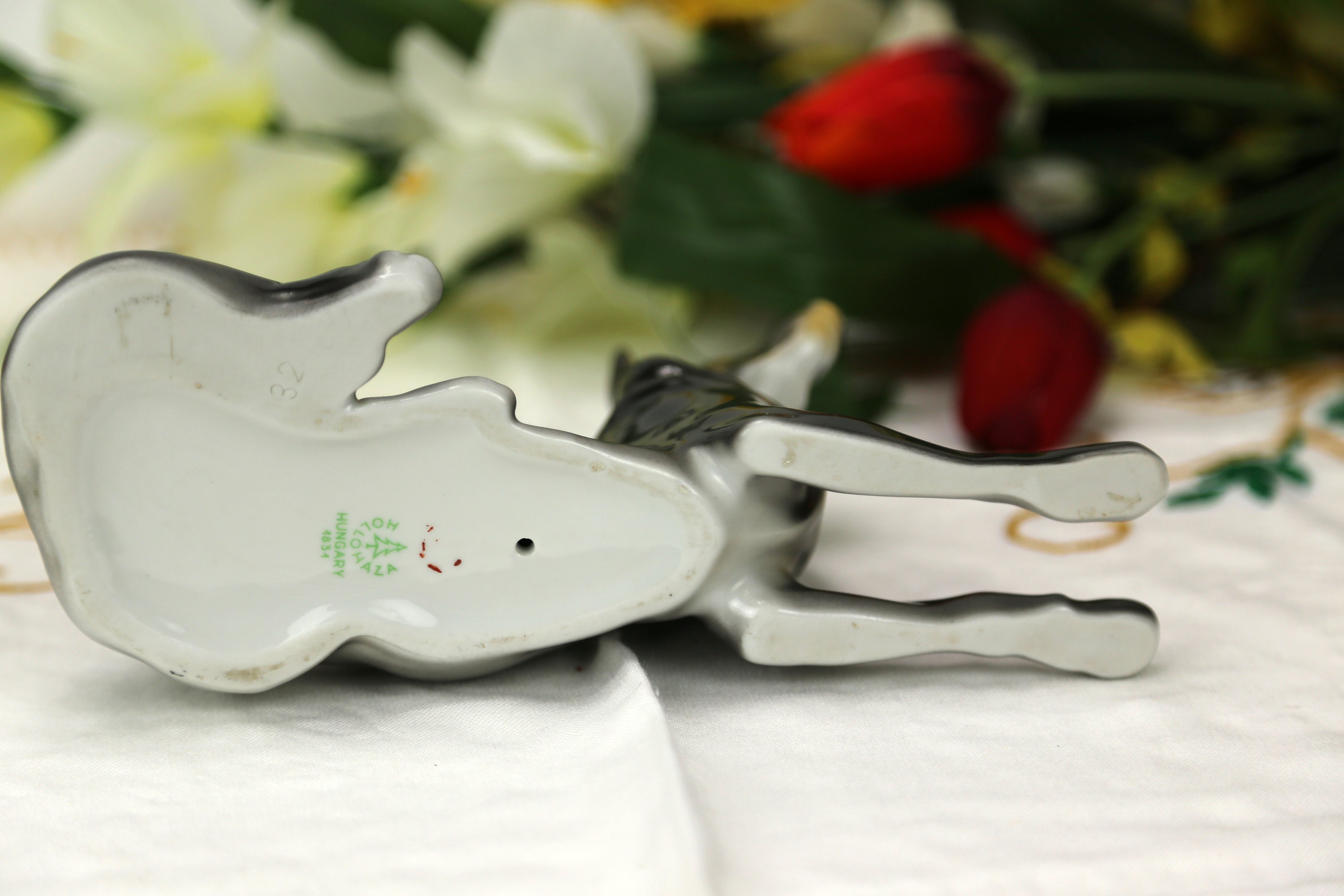 Vintage Hungarian Wolf Dog, Hollohaza Porcelain, Hand Painted Porcelain ...