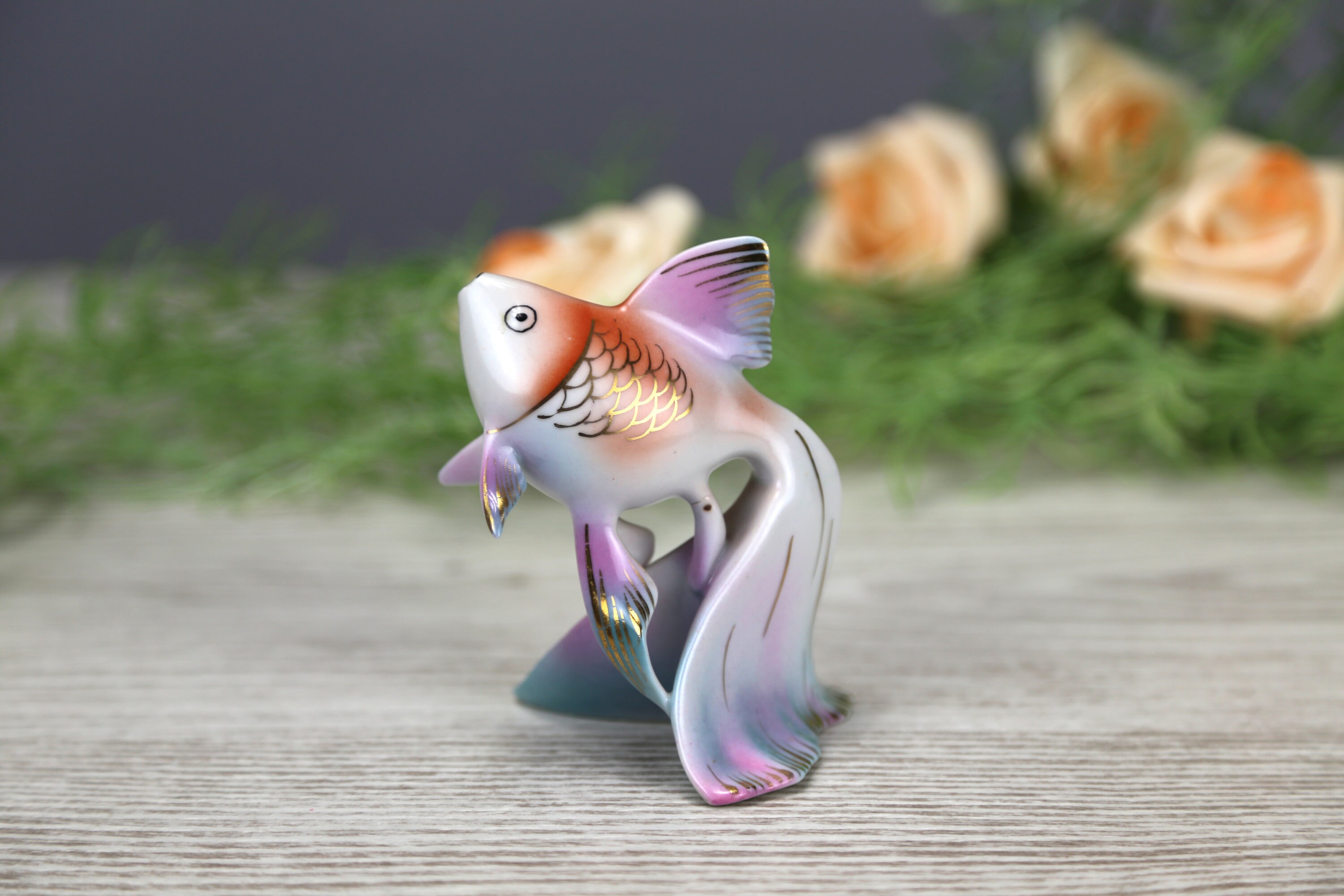 1960's Vintage Hand Painted Porcelain Fish, Hungarian Hollohaza ...