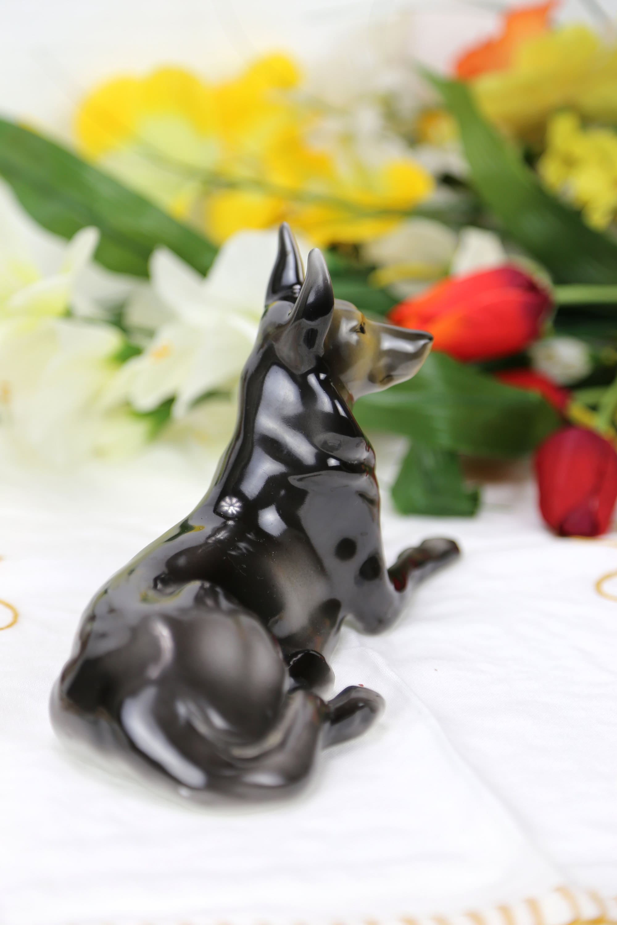 Vintage Hungarian Wolf Dog, Hollohaza Porcelain, Hand Painted Porcelain ...