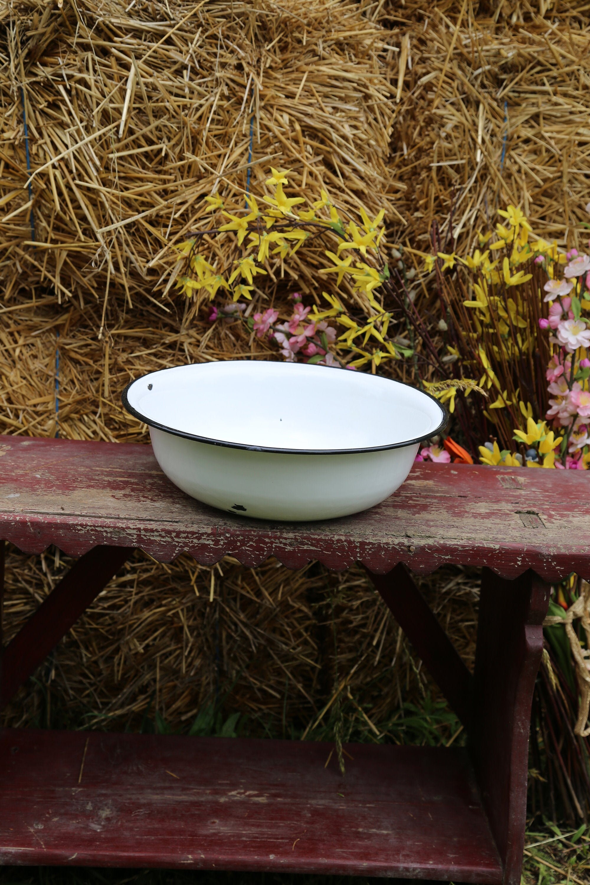 12.6' 32 Cm Vintage Enamel Basin Bowl Vintage Emaille Beckenschale Bol ...