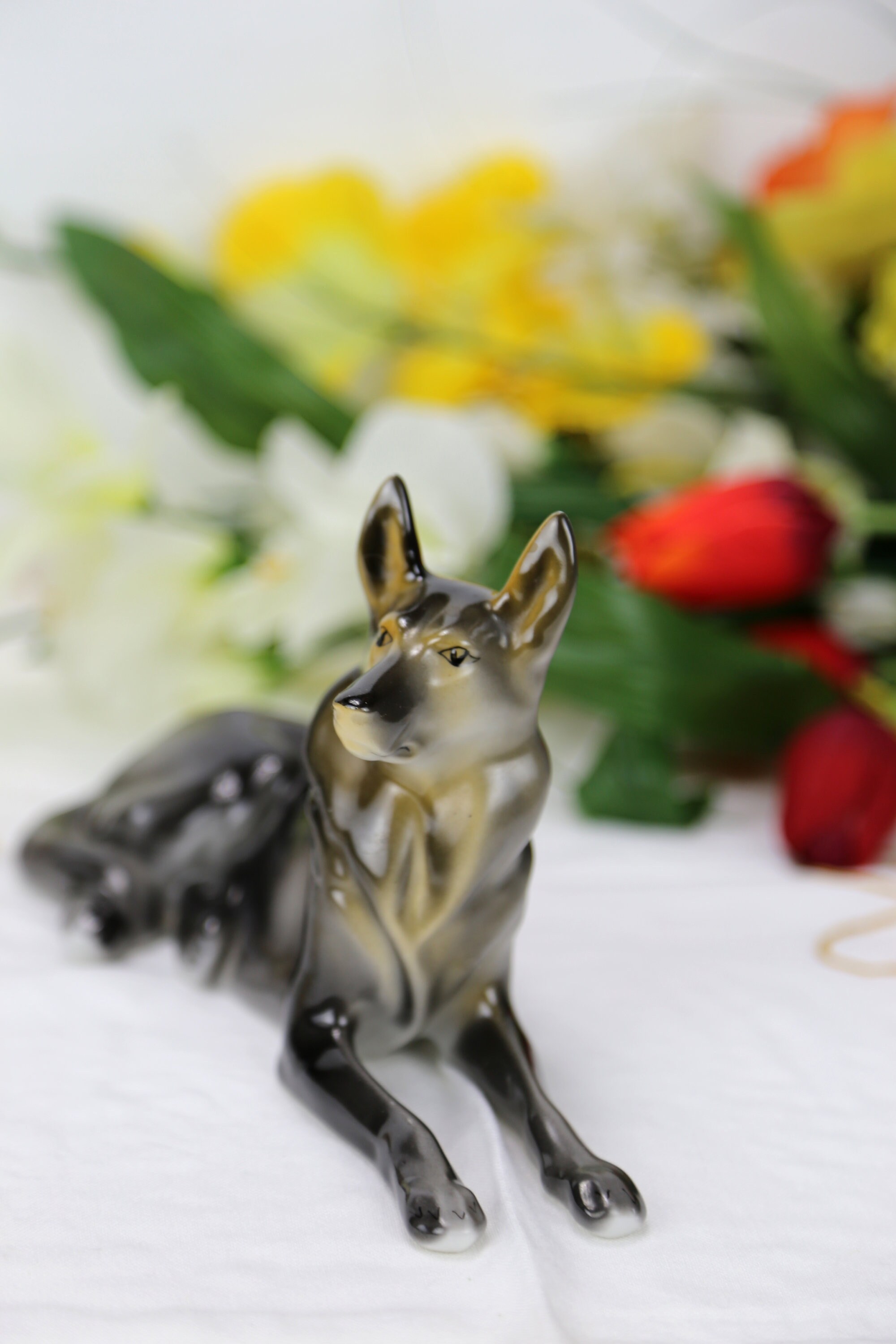 Vintage Hungarian Wolf Dog, Hollohaza Porcelain, Hand Painted Porcelain ...