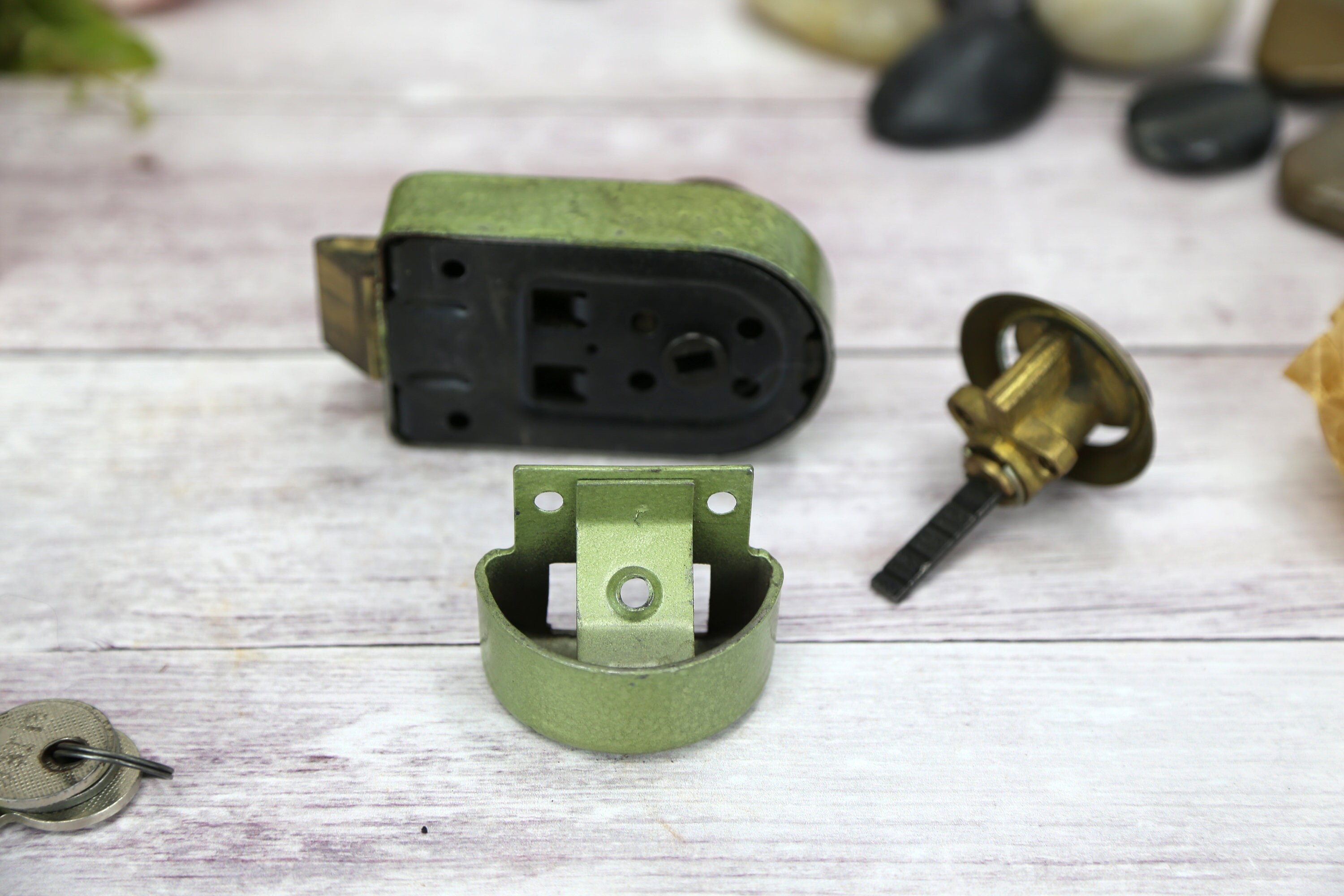Vintage Elzett Sliding Lock, Green Enamel, Hungarian Barn Door Latch ...