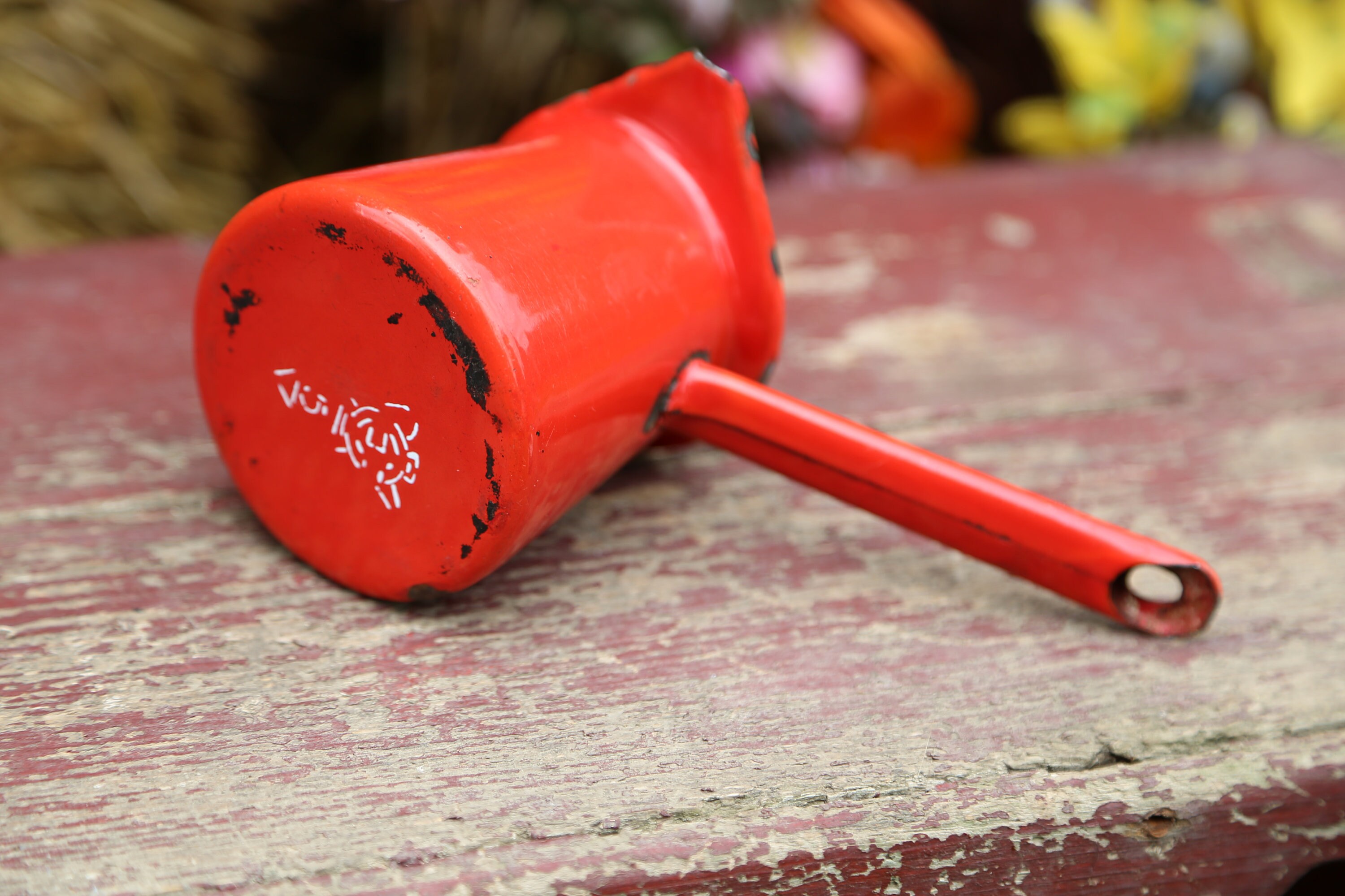 Vintage Red Enamel Warming Pots, Vintage Enamelware Turkish Coffee ...