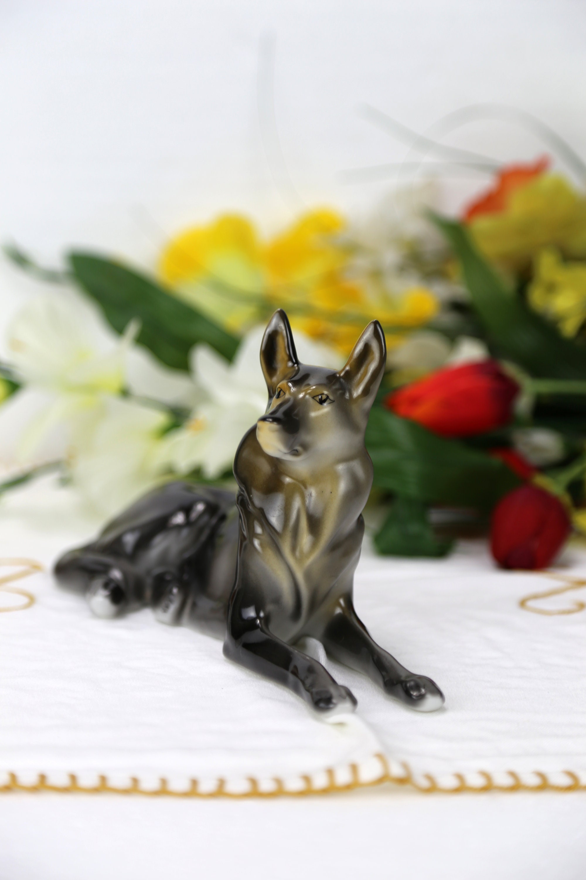 Vintage Hungarian Wolf Dog, Hollohaza Porcelain, Hand Painted Porcelain ...