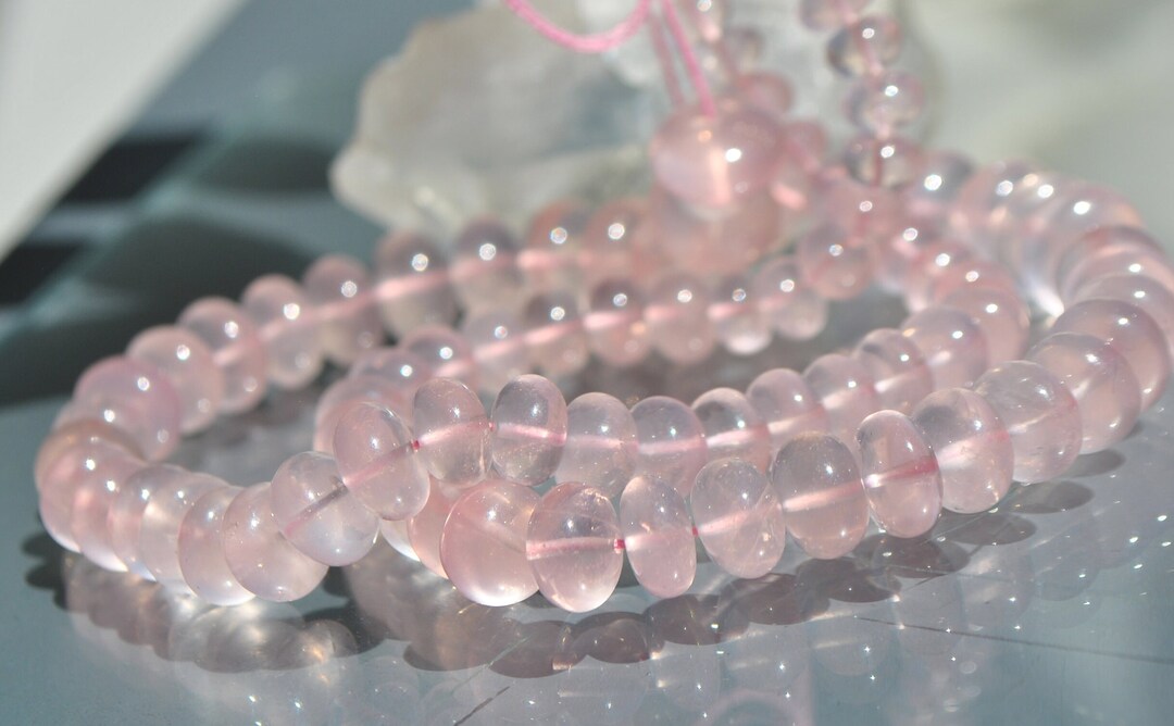 Natural Rose Quartz Smooth Rondelles 9-10 Mm 12 Stones - Etsy