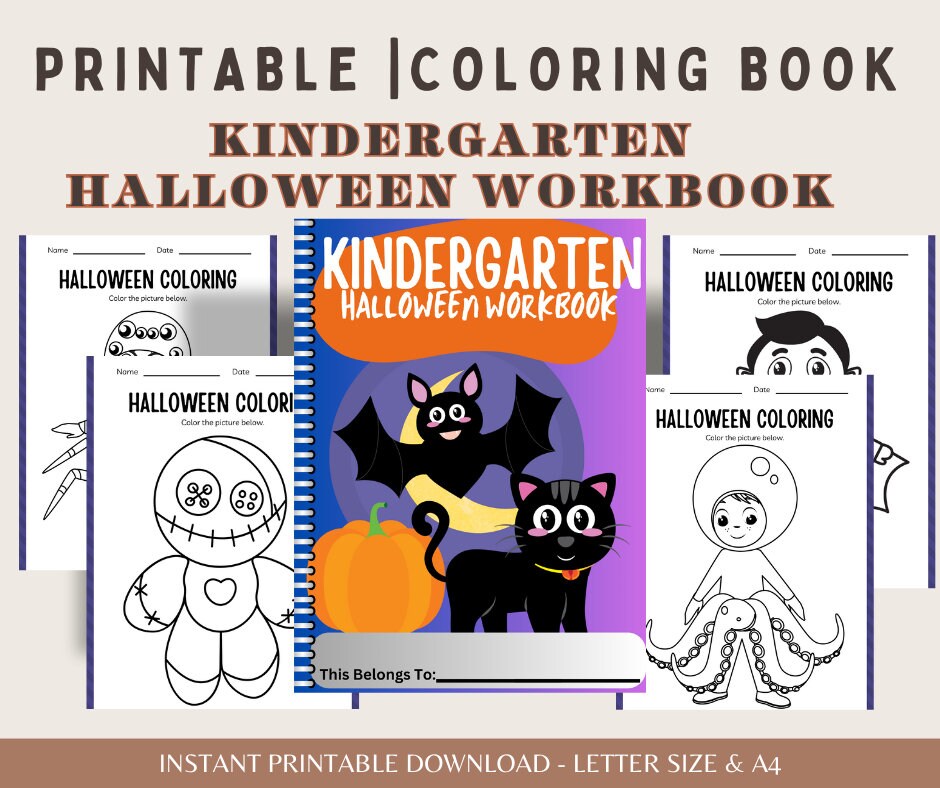 Worksheets for Kids Printable Activity Book Halloween - Etsy