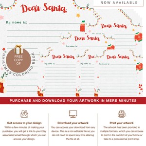 Letter to Santa for Kid Printable Dear Santa Letter Template Christmas ...