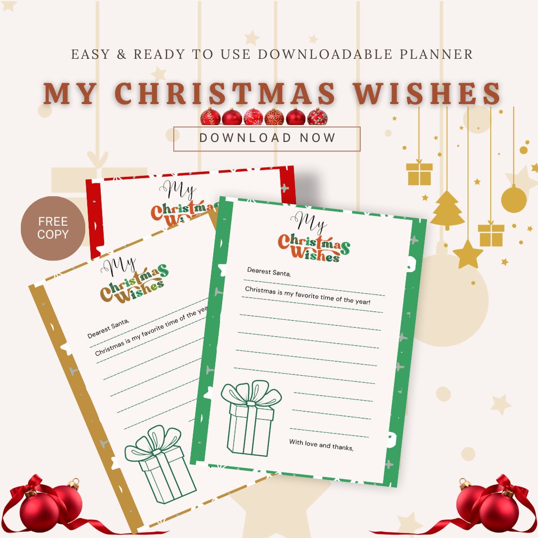 Christmas Wish List Printable, Letter to Santa Printable, Holiday Wish ...