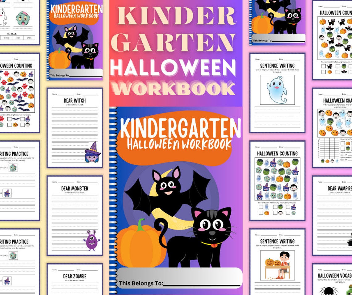 Worksheets for Kids Printable Activity Book Halloween - Etsy