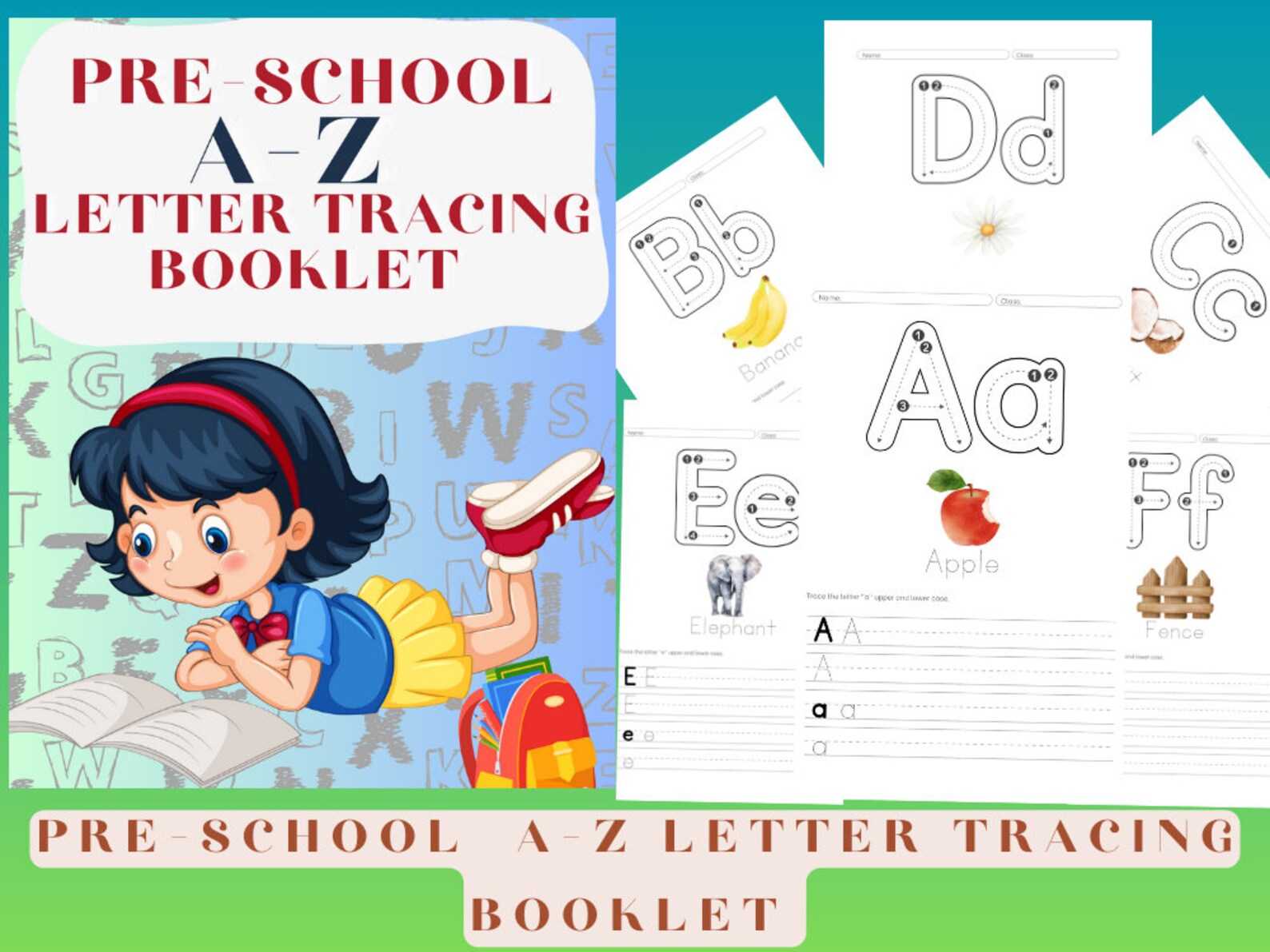 Printable Alphabet Letter Tracing Book, A to Z, Alphabet Tracing ...
