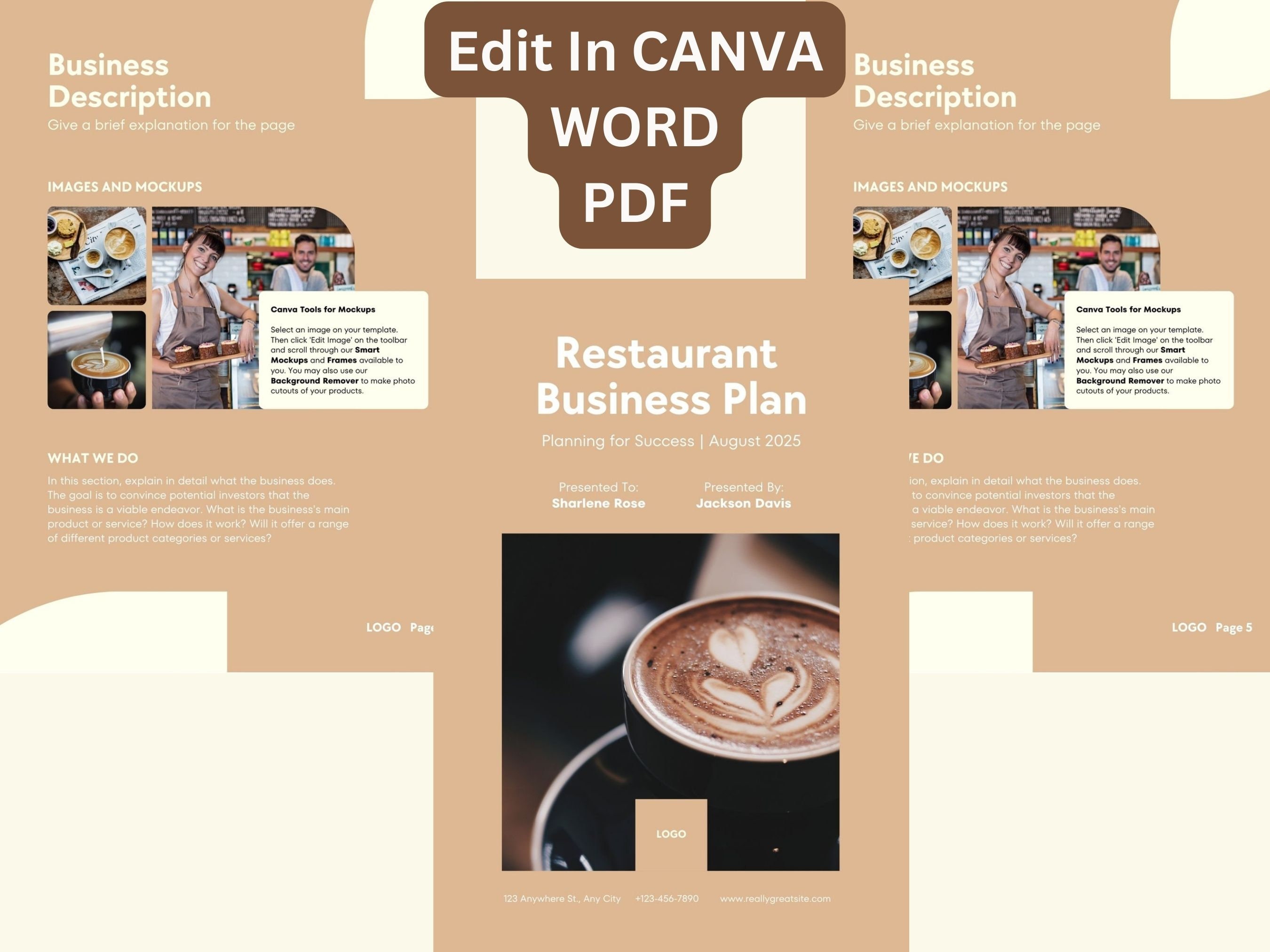 Business Plan Canva Template | Restaurant Template | Restaurant ...