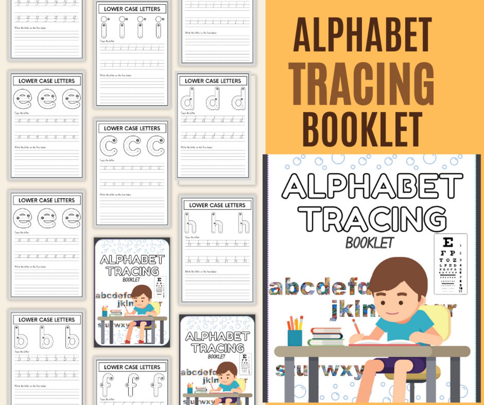Alphabet Tracing Worksheets A-Z / ABC Tracing Workbook /handwriting ...