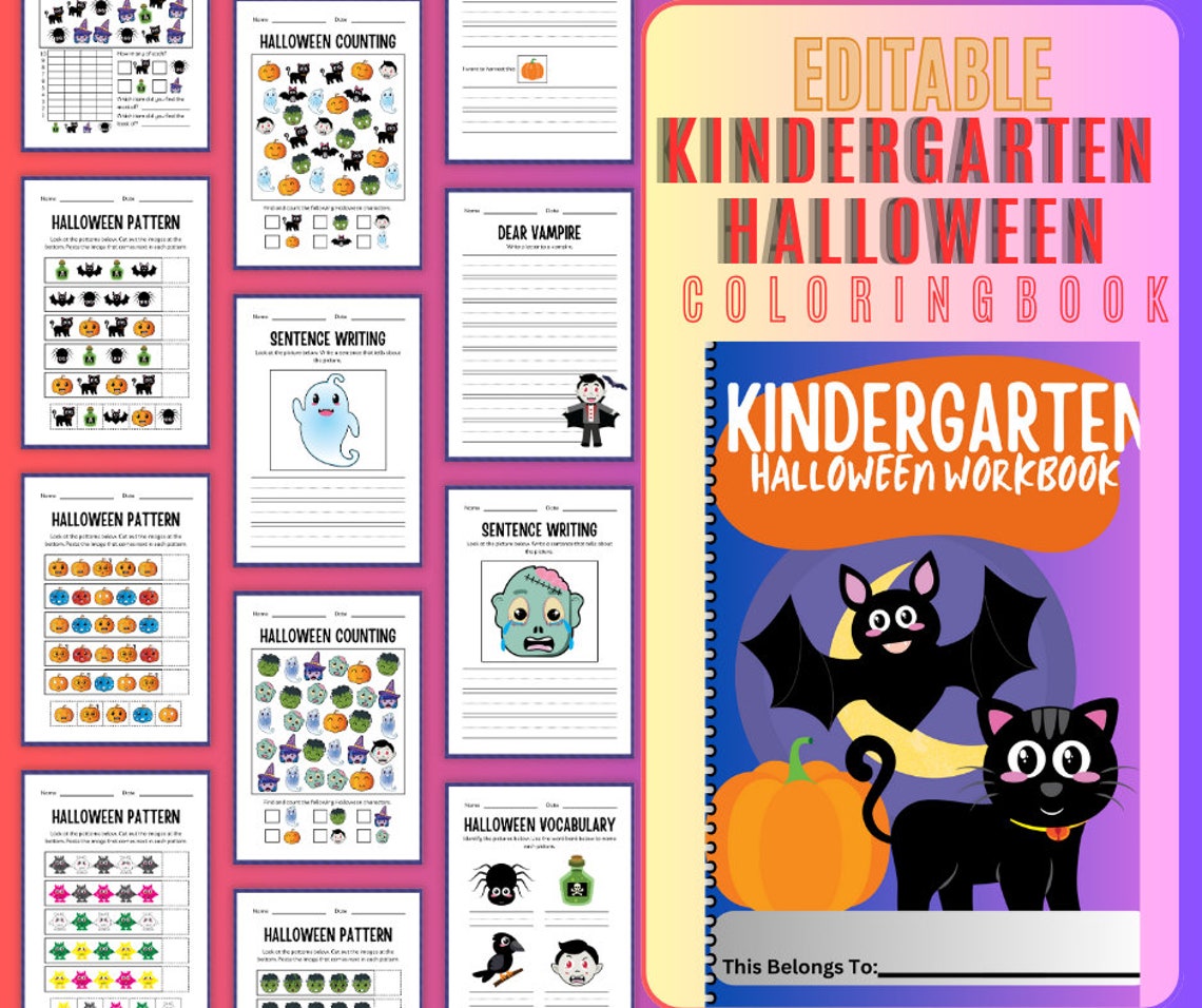 Worksheets for Kids Printable Activity Book Halloween - Etsy