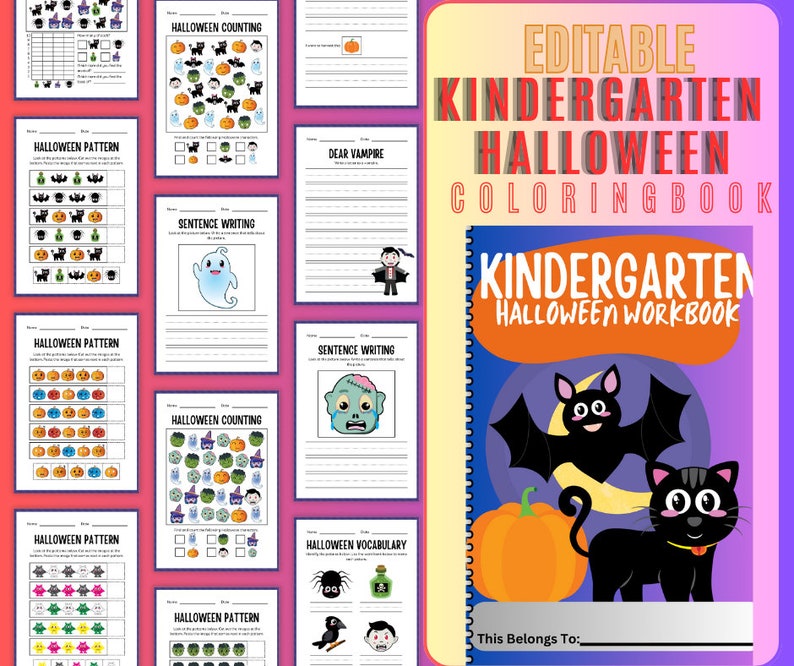 Worksheets for Kids Printable Activity Book Halloween - Etsy