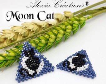 3d Peyote Triangle Pattern Moon Cat | Etsy