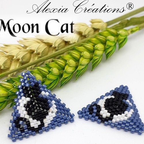 Little 3d Peyote Triangle Pattern 10 Rows Moon Cat - Etsy