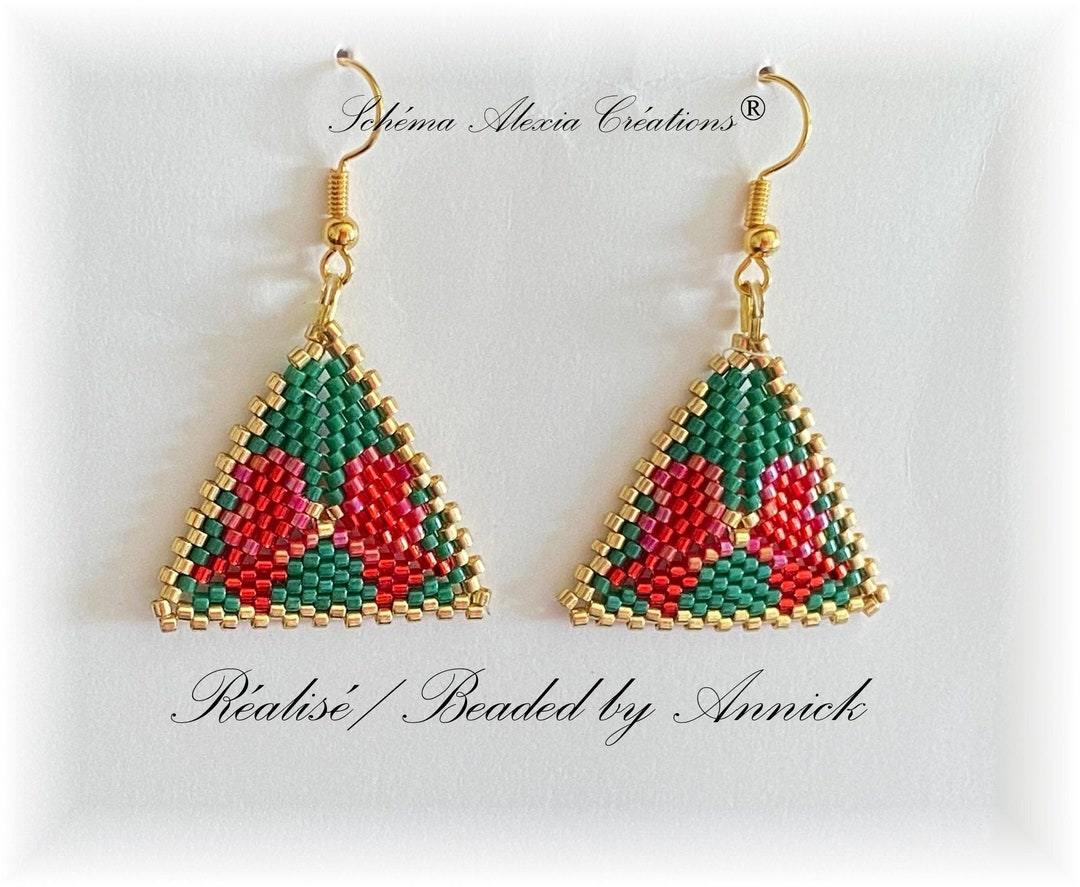 Little 3d Peyote Triangle Pattern, 11 Rows , Christmas Bow. Christmas ...