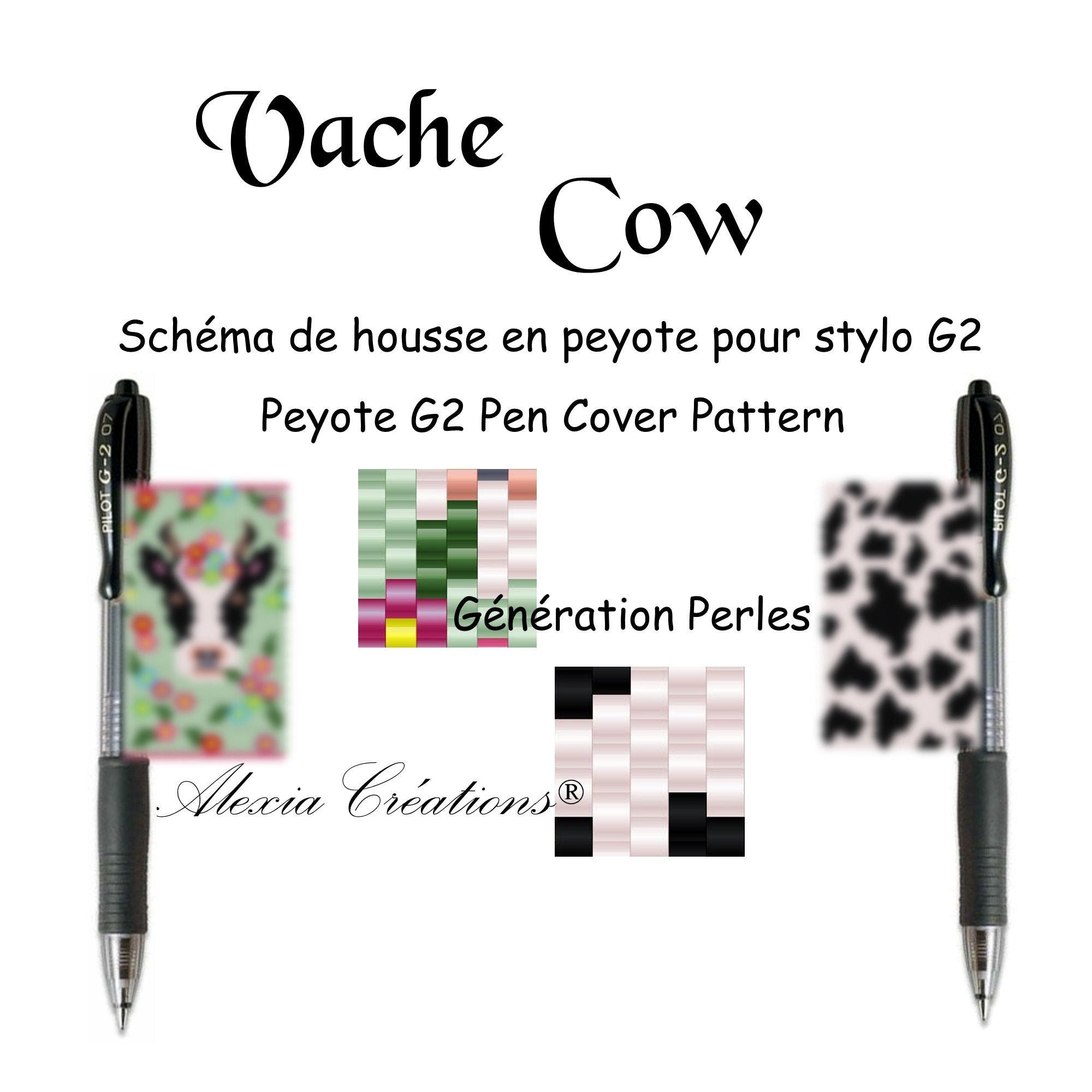 2 Peyote Pen Cover Patterns Cow and Cow Skin - Etsy