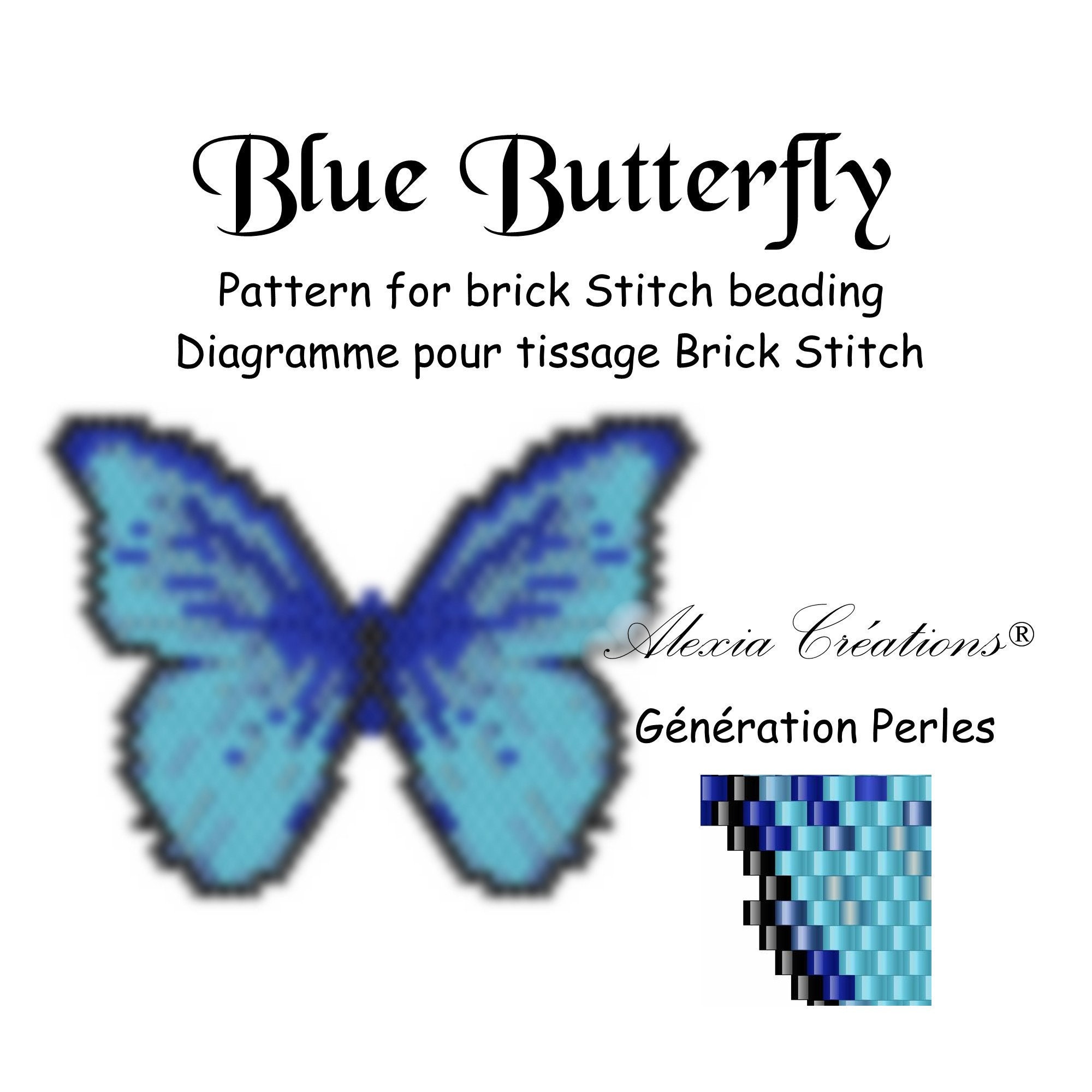 Brick Stitch Pattern. Blue Butterfly - Morpho - Etsy