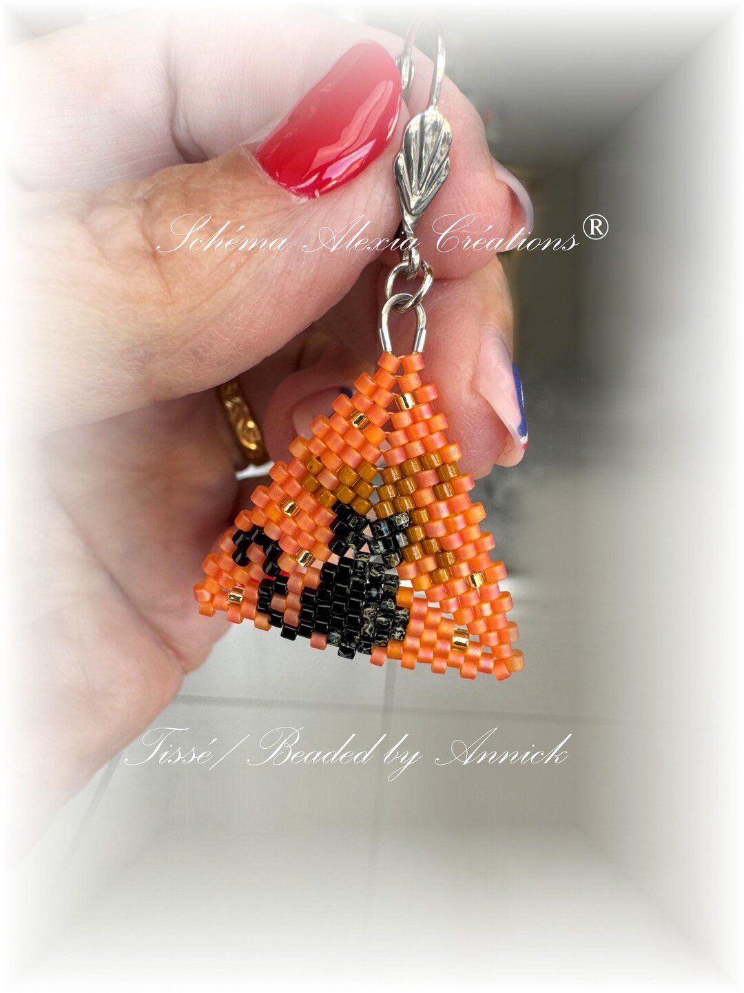 Little 3d Peyote Triangle Pattern, 11 Rows , Witch Cat, Halloween Cat ...