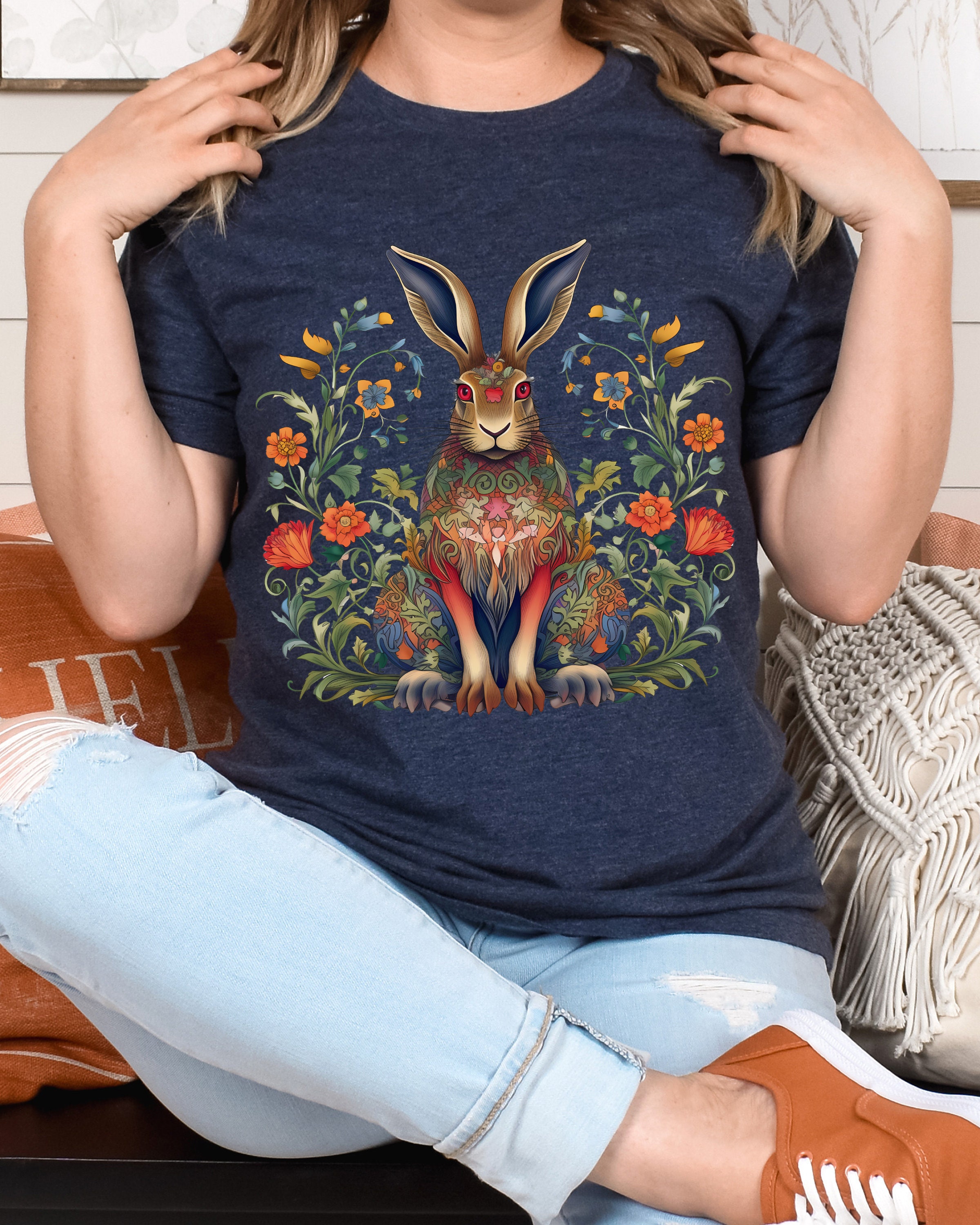 Hare Scandinavian Folk Art Shirt Rabbit Nordic Folklore Tshirt Hare ...