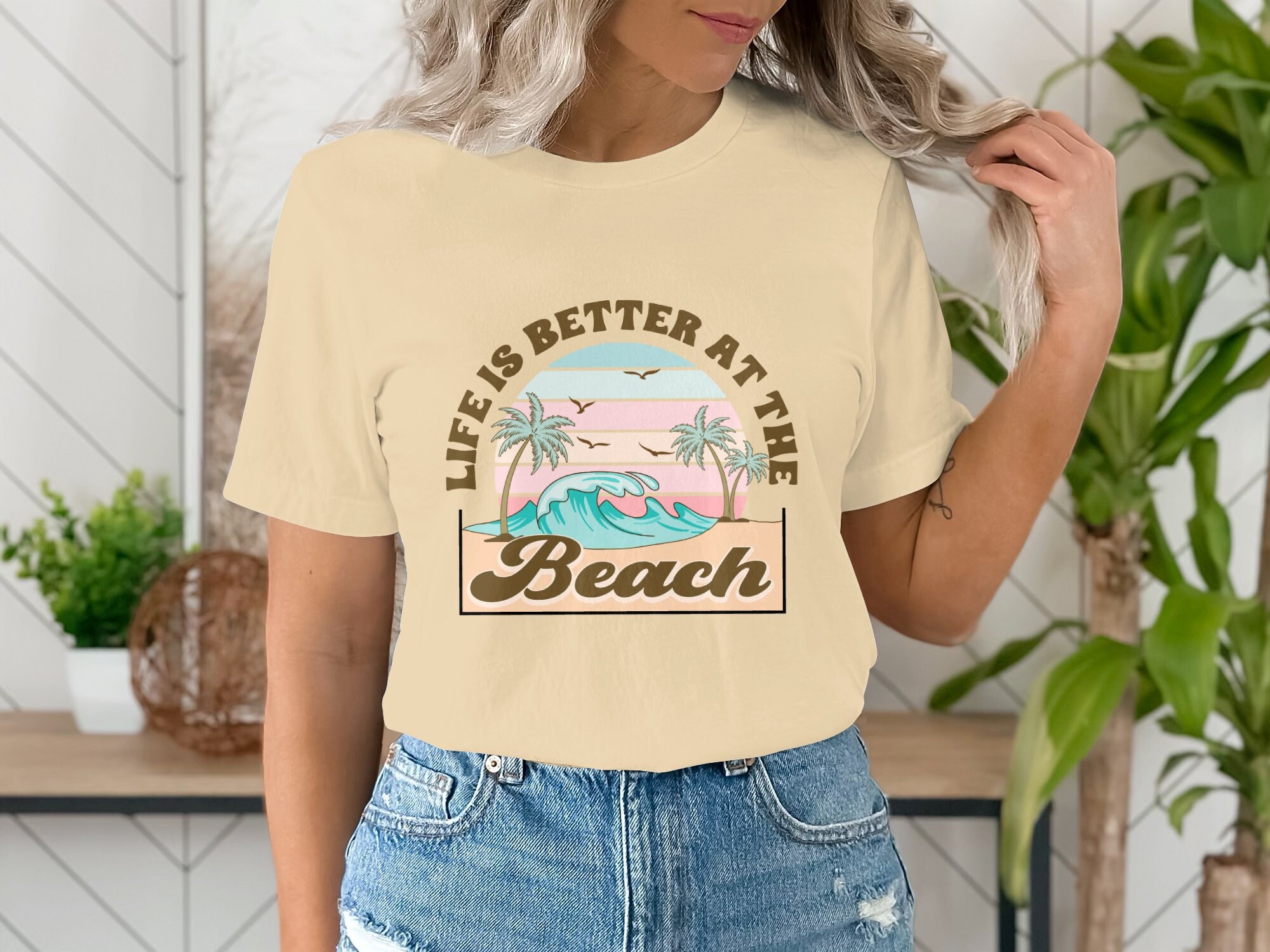 Vintage Beach Life Summer Shirt, Sun Sea Salt Palms Vacation Thirt ...