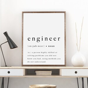 Engineer Definition Print University Graduation Poster Gift Uni College ...