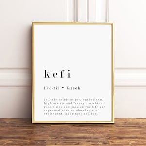 Kefi Greek Word Definition Printable Art Gift Office Wall Happiness Fun ...