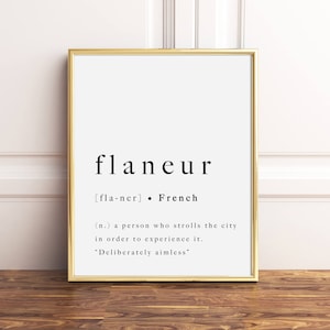 Flaneur French Quote Print Modern Printable Typography Art | Etsy Canada