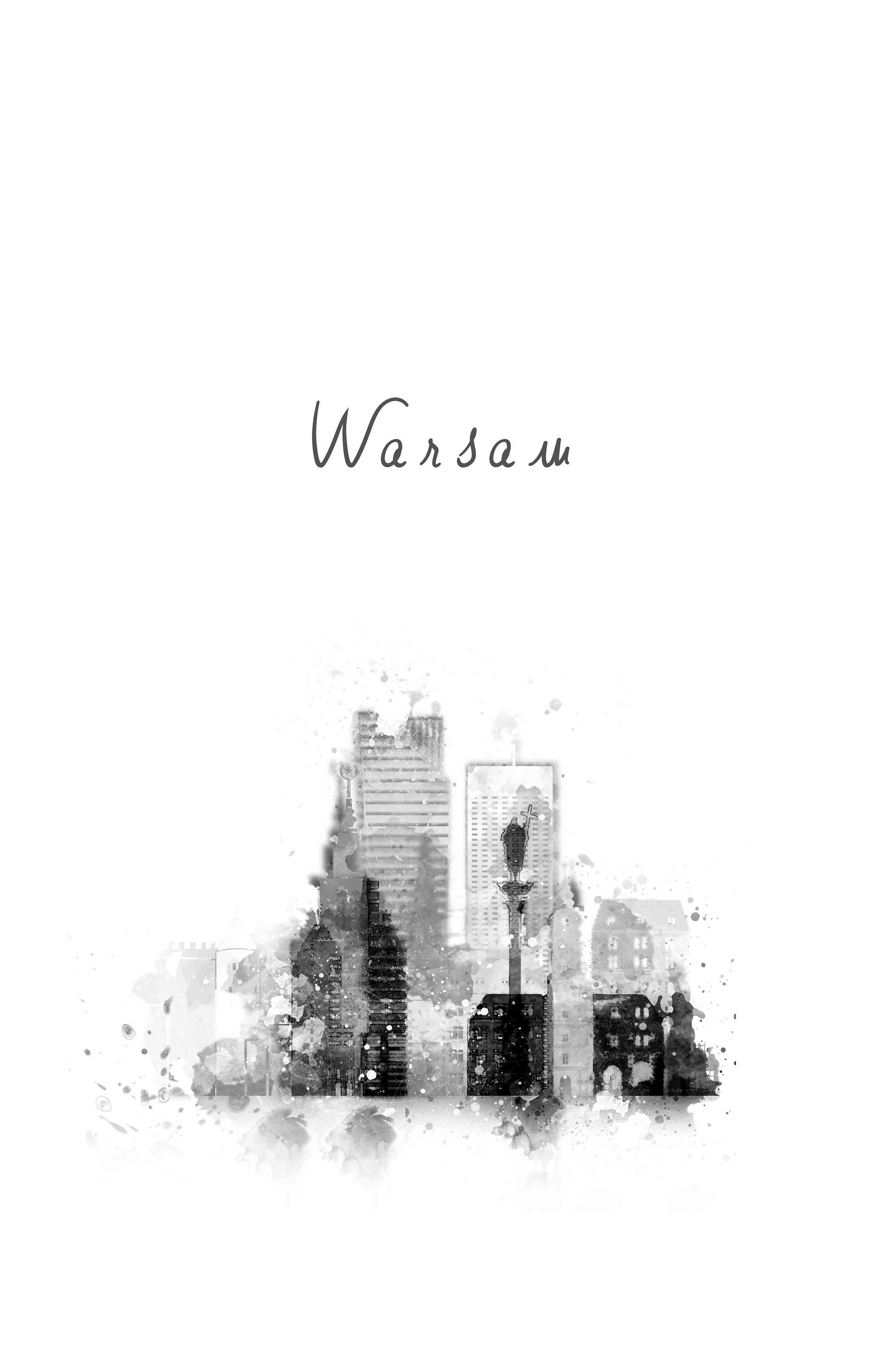 Warsaw Poland Print Art Polish Poster City Skyline Watercolor - Etsy