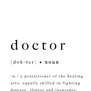 Doctor Definition Print Medical University Graduation Poster Gift Uni ...