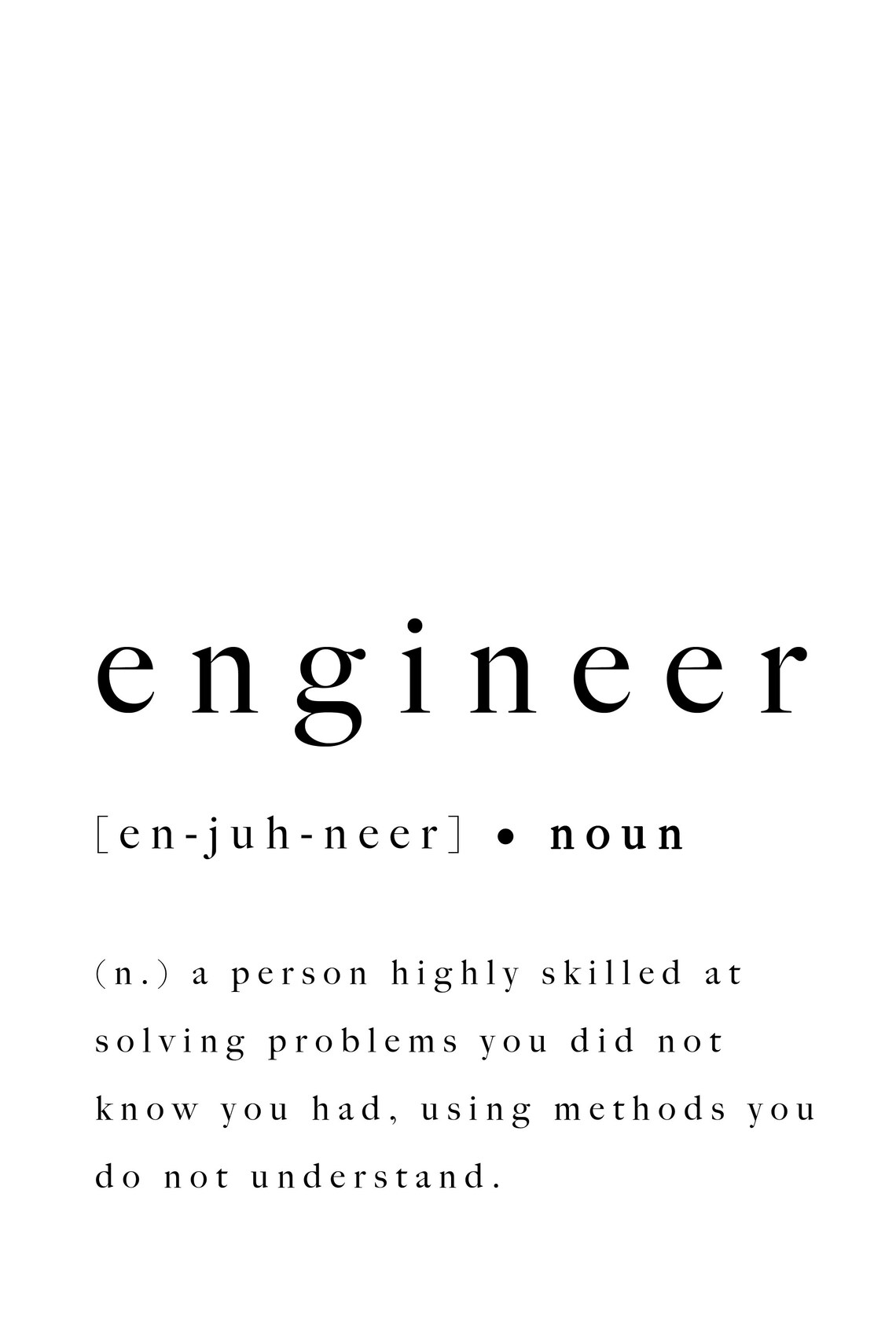 Engineer Definition Print University Graduation Poster Gift | Etsy