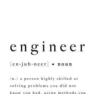 Engineer Definition Print University Graduation Poster Gift Uni College ...