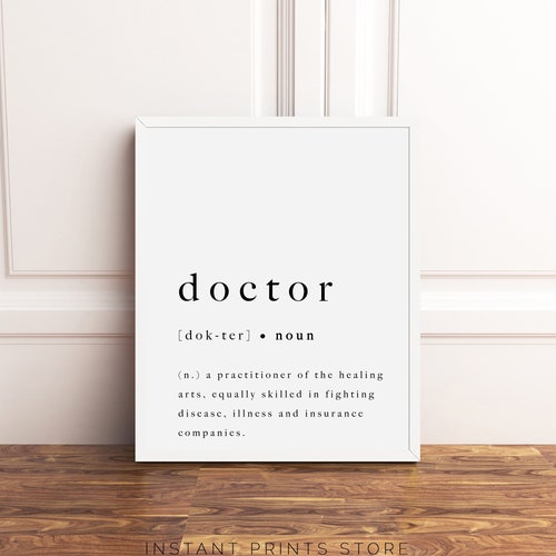 Doctor Definition Print Medical University Graduation Poster - Etsy
