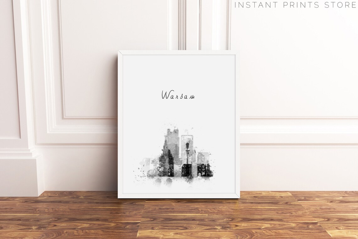 Warsaw Poland Print Art Polish Poster City Skyline Watercolor - Etsy